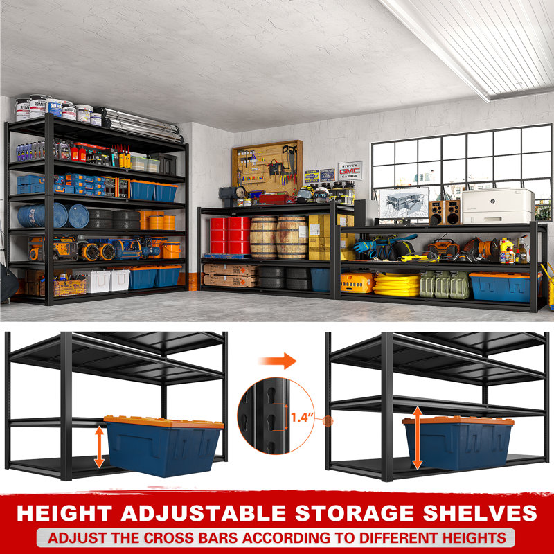 WFX Utility™ 3500LBS Garage Shelving Storage Shelves Heavy Duty Shelving, 84"H Metal Shelves ...